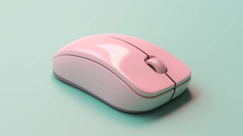 Minimalist 1980s Design: Pink Computer Mouse on Green Background Stock ...