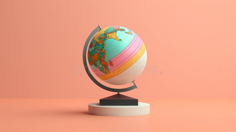 Minimalist 1980s Globe Design Stock Illustration - Illustration of ...