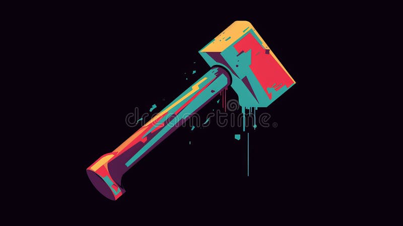 Minimalist 1980s Hammer Design Stock Illustration - Illustration of ...
