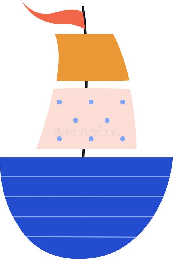 Minimalist Sailboat with Geometric Shapes Stock Vector - Illustration ...
