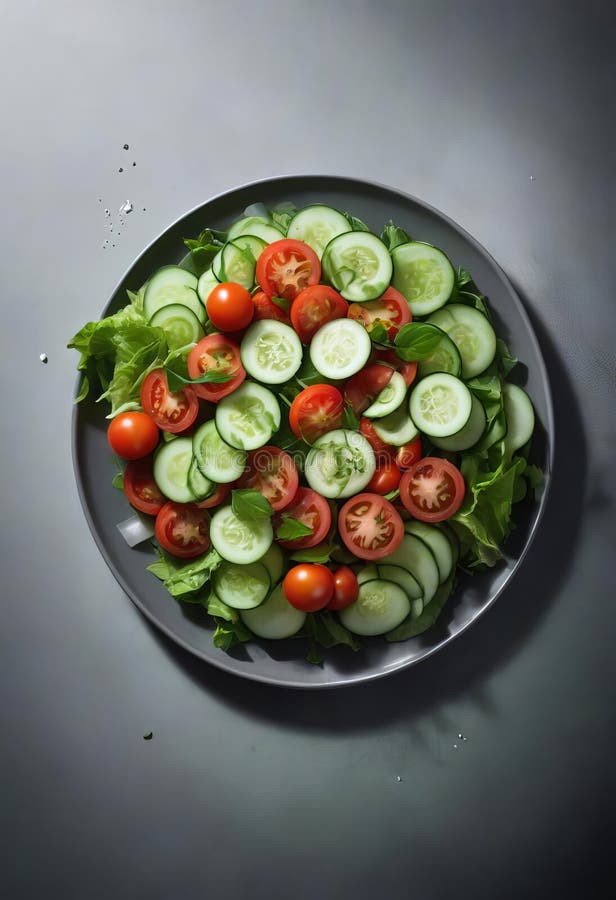 Minimalist Salad in a Round Shape and Salt Stock Illustration ...
