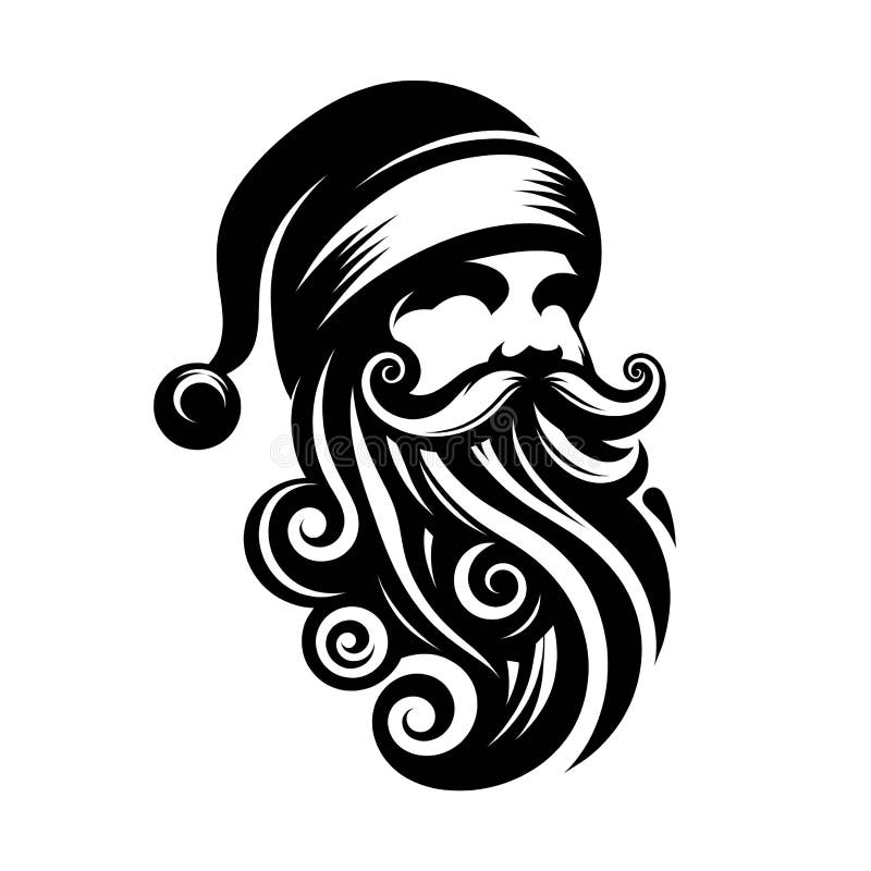 Minimalist Santa Claus Silhouette in Red and White Stock Illustration ...