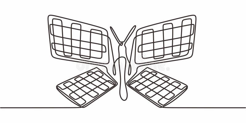 Minimalist Satellite Icon One Line. Space Technology Vector ...