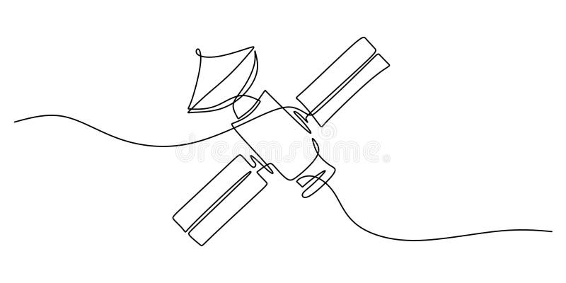 Minimalist Satellite Orbiting in Space Continuous Line Drawing for ...