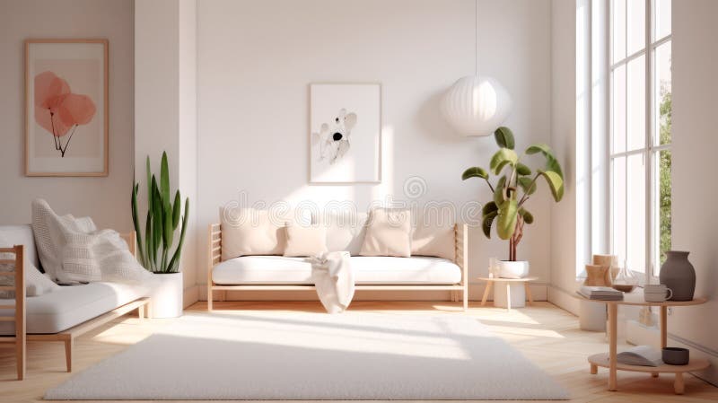 Minimalist Scandinavian: Calm and Elegant 3D Interior Model Stock ...