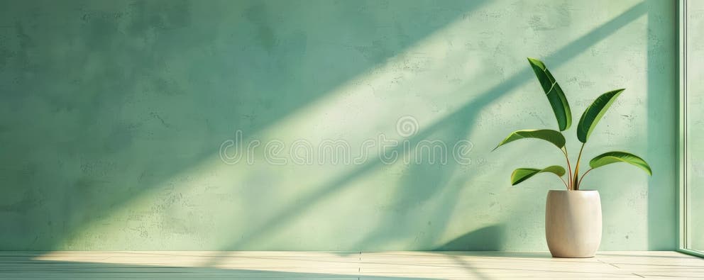 A Minimalist Scene of an Empty Wall in Soft Mint Green, with a Matte ...