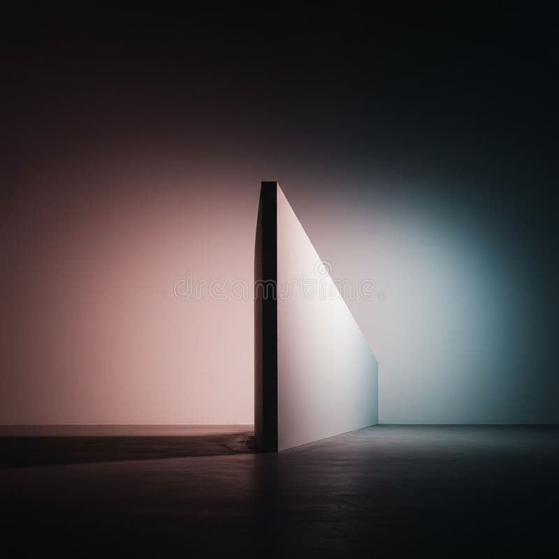 A Minimalist Scene Featuring a Vertical, Angular Wall Structure ...