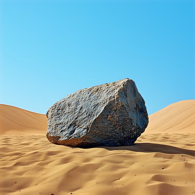 A Minimalist Scene of Rock and Boundless Sand. Stock Illustration ...