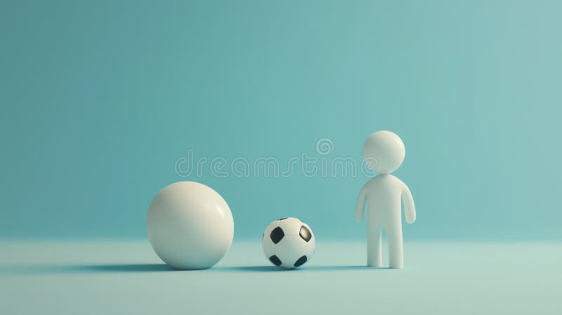 A Minimalist Scene with a Small, White, Abstract Human Figure Standing ...