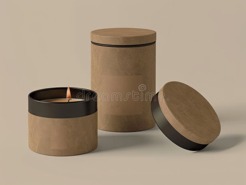 Minimalist Scented Candles in Neutral Tones Stock Illustration ...
