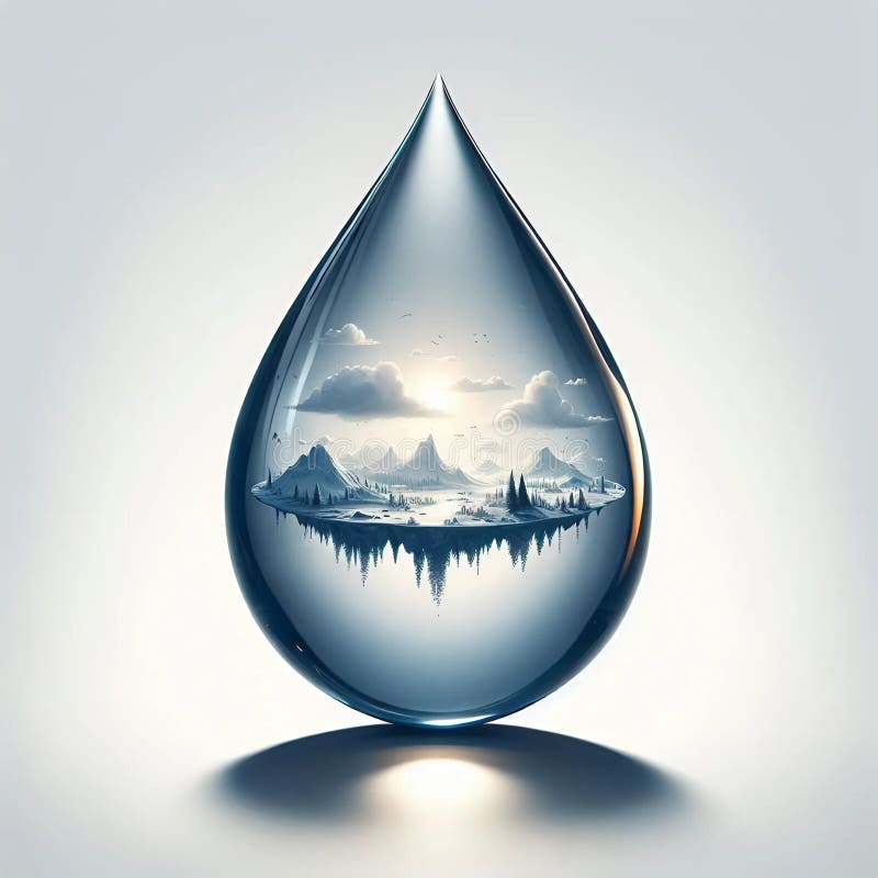 A Minimalist, Schematic Illustration: a Single Water Droplet with a ...