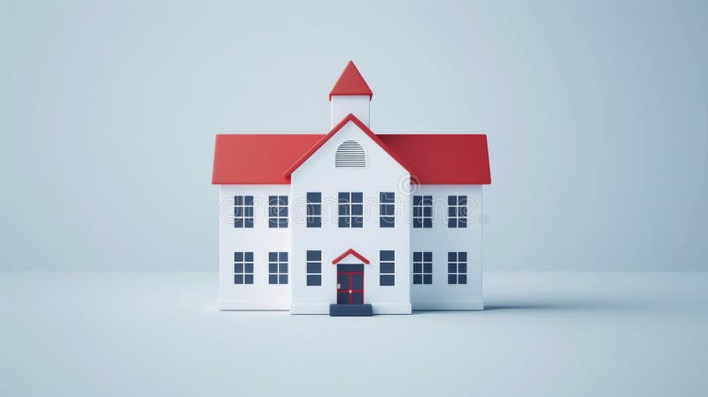 Minimalist School Building or University Icon on a Plain Surface Stock ...