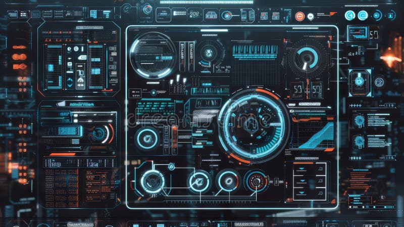 Minimalist Sci Fi Hud Interface Design with Blue Light Lines and ...