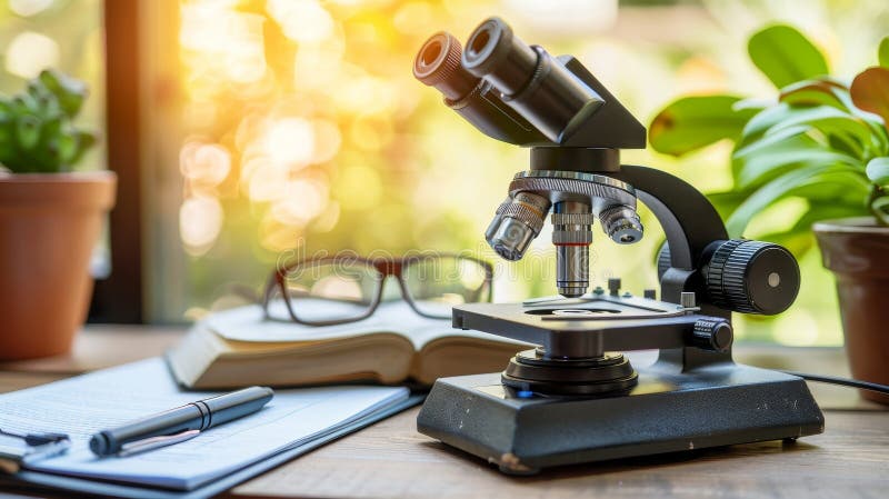 Minimalist Science Room with Lab Props on White Background and Blue ...