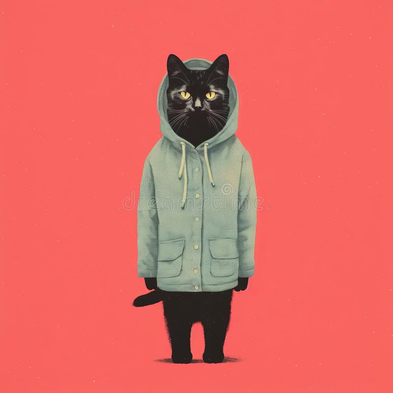 Minimalist Screenprint Illustration of a Full Body Cat Riso Print Stock ... Minimalist Screenprint Illustration of a Full Body Cat Riso Print Stock ...