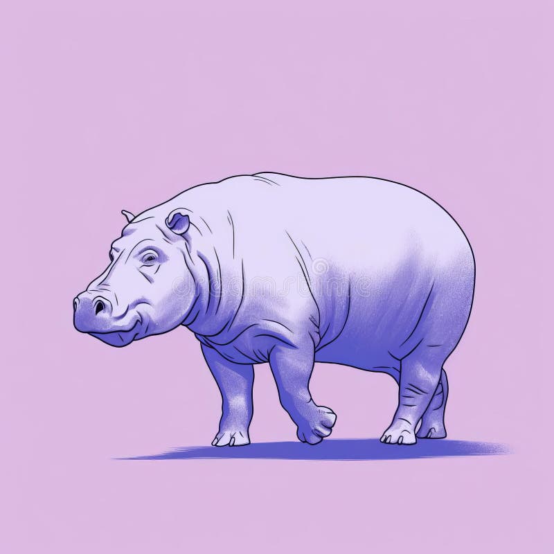 Minimalist Screenprint Illustration of Hippopotamus Full Body Art Stock ... Minimalist Screenprint Illustration of Hippopotamus Full Body Art Stock ...