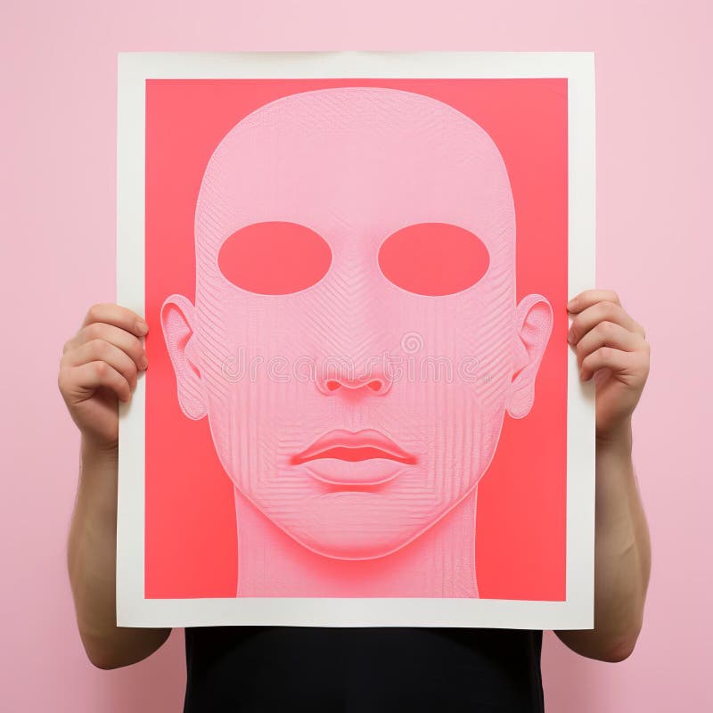 Minimalist Screenprint Illustration of a Male Figure Riso Print Stock ...