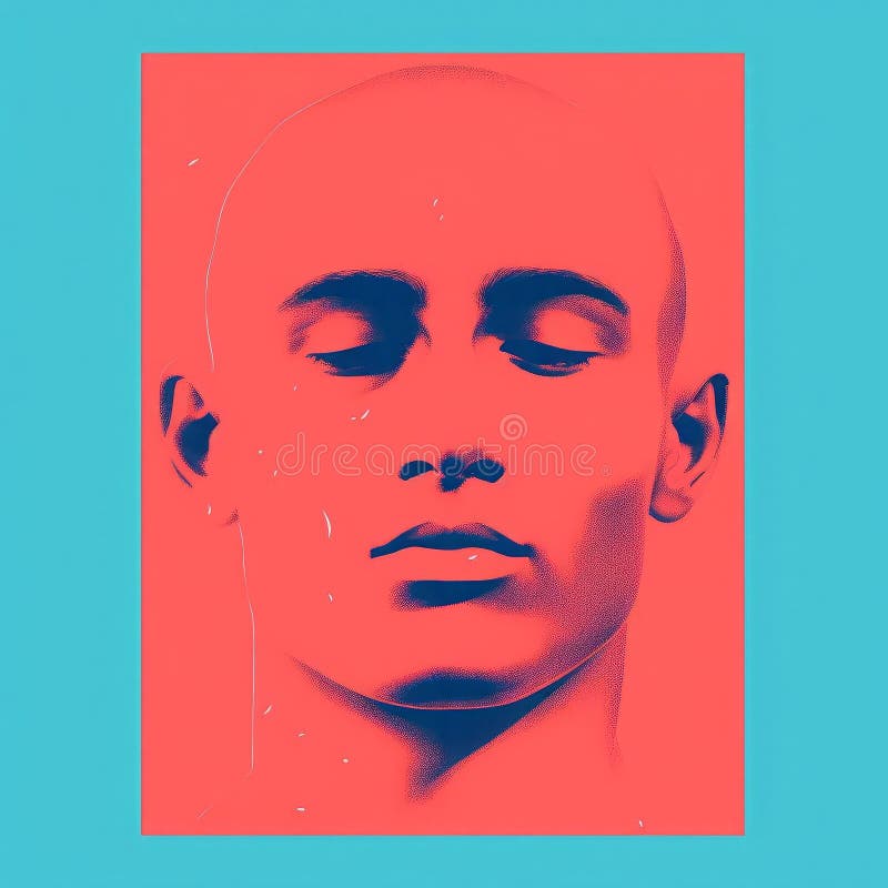 Minimalist Screenprint Illustration of a Male Figure Riso Print Stock ... Minimalist Screenprint Illustration of a Male Figure Riso Print Stock ...