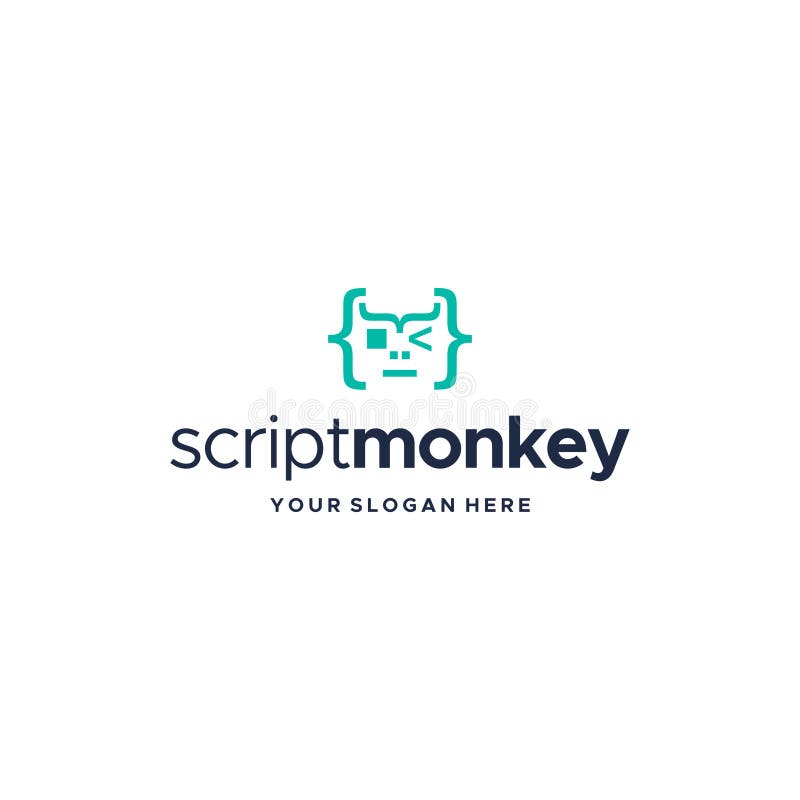 Minimalist SCRIPT MONKEY Sign Abstract Logo Design Stock Vector ...