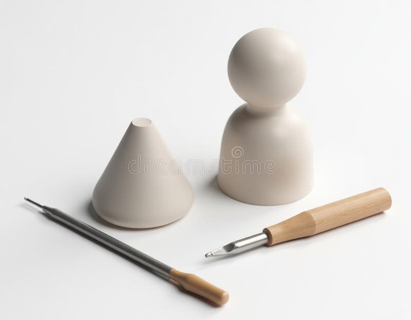 Minimalist Sculptures and Craft Tools on White Background Stock ...