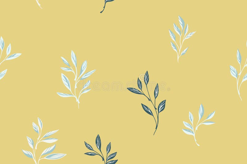 Minimalist Seamless Pattern with Abstract Tiny Leaves Branches. Vector ...