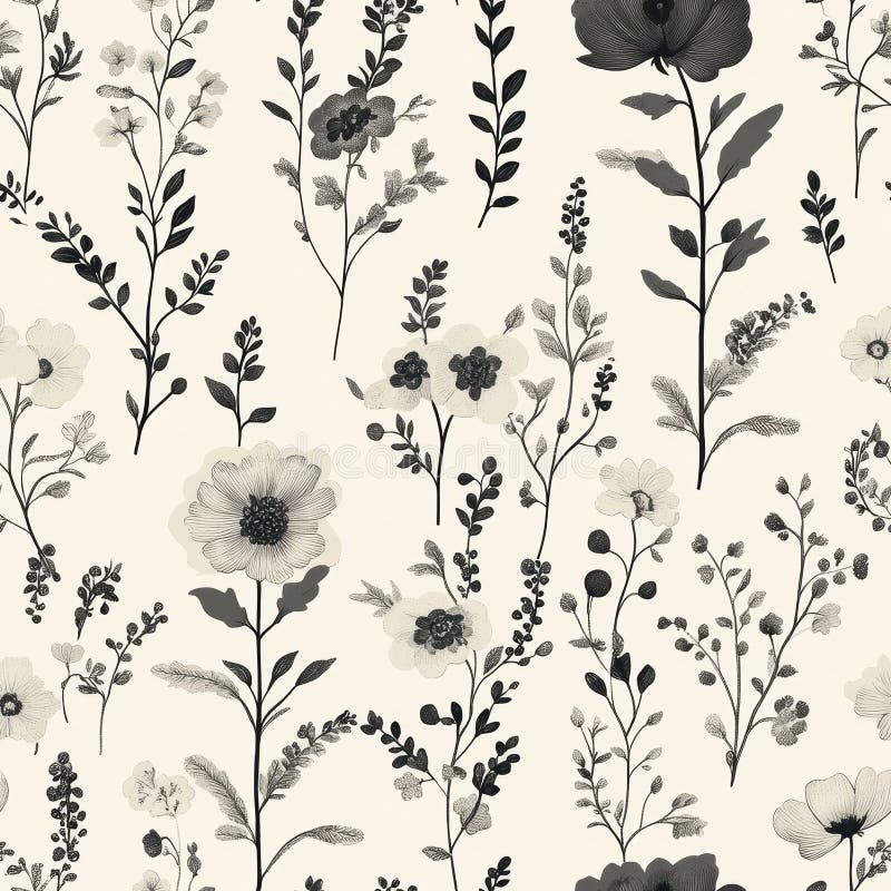 Minimalist Floral Pattern on Seamless Background Stock Illustration ...