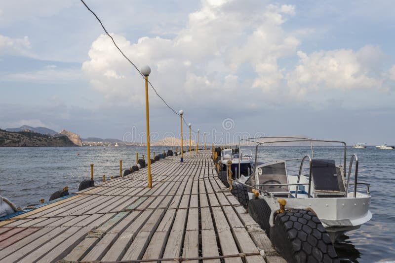 Minimalist Seascape. Boat at a Dock. Stock Image - Image of minimalist ...