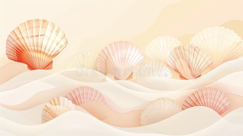 Minimalist Seashell Pattern on Peach and Ivory Background for Elegant ...