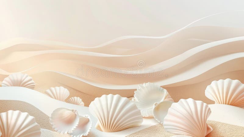 Minimalist Seashell Pattern in Peach and Ivory Tones, Elegant and ...