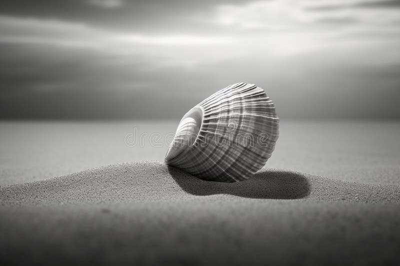 Minimalist Seashell on Sandy Beach, Beautiful Seashell on Beach. Stock ...