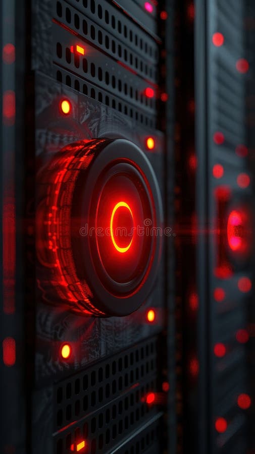 Minimalist Server Security Risk: Grey Outline with Highlighted Red Port ...