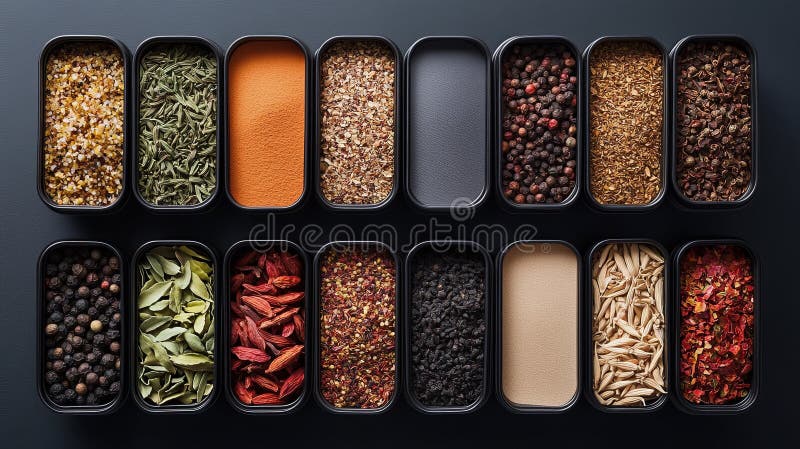 A Minimalist Set of Curated Spice Tins Styled for Premium Gift Stock ...