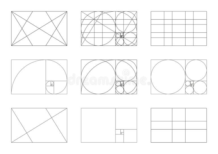 Minimalist Set of Golden Ratio. Method Golden Section Icon Mockup ...