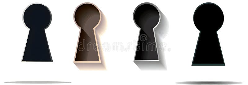 Minimalist Set of Keyhole Illustrations in Various Styles with Light ...