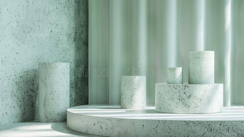Concrete Cylinders in Minimalist Setting Stock Photo - Image of ...