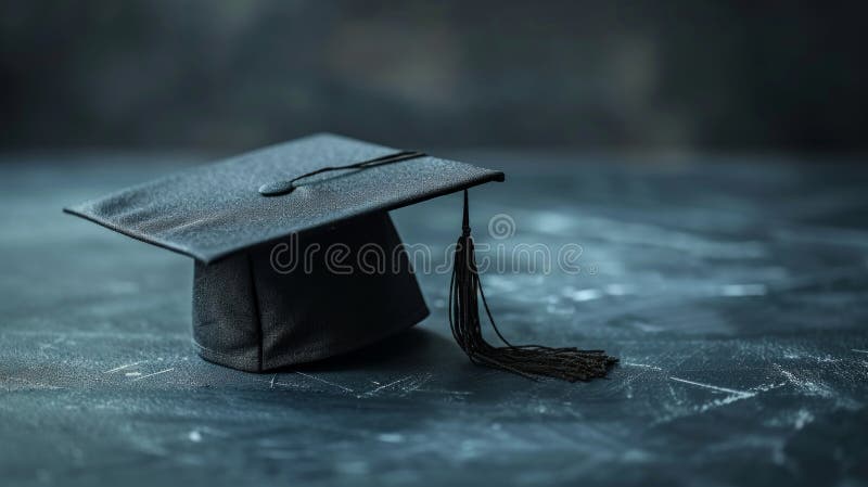 A Minimalist Setting with a Single Graduation Cap, Representing the ...