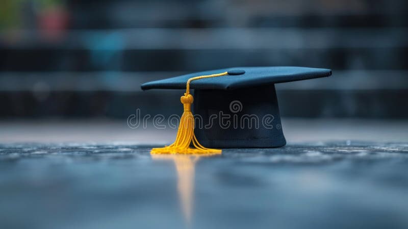 A Minimalist Setting with a Single Graduation Cap, Representing the ...