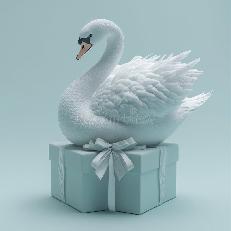 In a Minimalist Setting, a Tranquil White Swan Statuette is Positioned ...