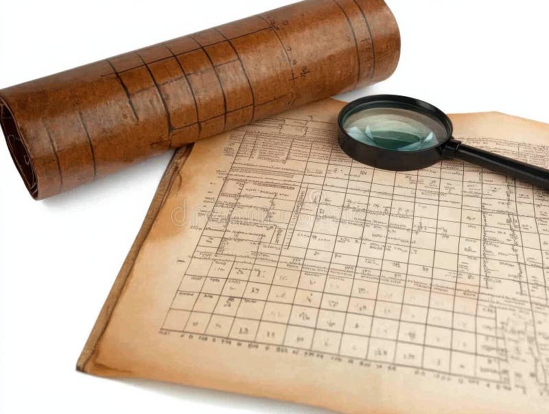 Minimalist Setup with a Rolled Periodic Table, Magnifying Glass, and ...