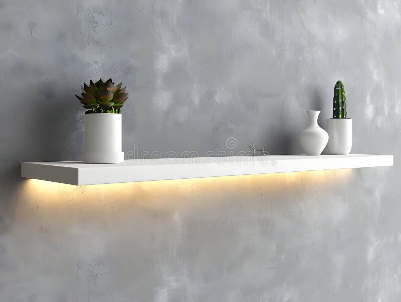 Minimalist Shelf Display on Gray Wall with Soft Diffused Lighting and ...