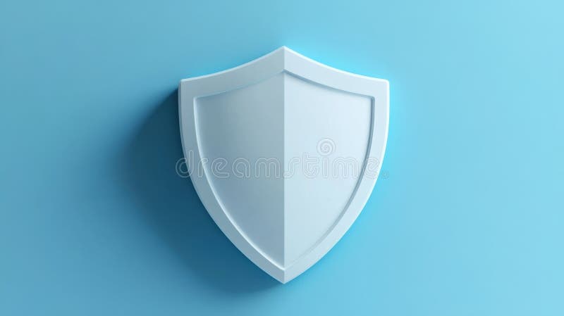 Minimalist Shield Design in Soft Blue Color Against a Smooth Background ...