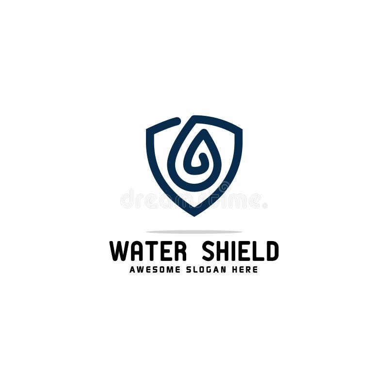 Minimalist Shield Drops Water Style Logo Line Outline Modern Vector ...