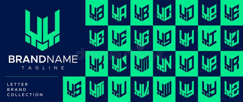 Minimalist Shield Letter Y YY Logo Design Set. Simple Security Initial ...