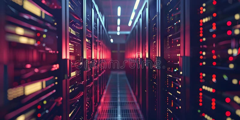 Minimalist Shot of a Modern Server Room with Large Servers Wires ...