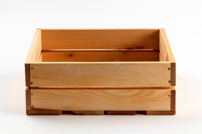 Minimalist Showcase Empty Wooden Crate Box, Isolated on a White Stock ...