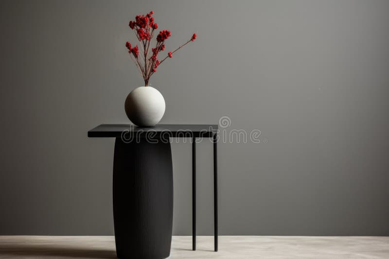 Minimalist Side Table with a Single Decorative Vase Stock Image - Image ...