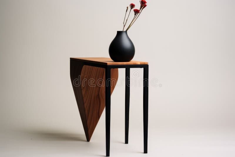 Minimalist Side Table with a Single Decorative Vase Stock Image - Image ...