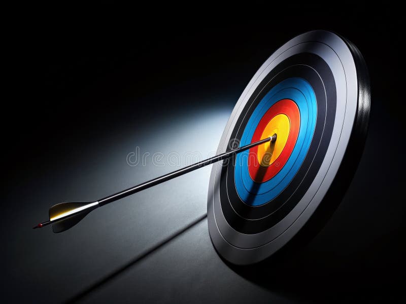 Minimalist Silhouette of Arrow Striking Bullseye Target a Powerful ...