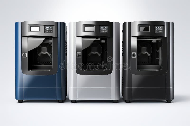 Minimalist Silhouette of a 3d Printer in Black, Grey, and Dark Blue ...