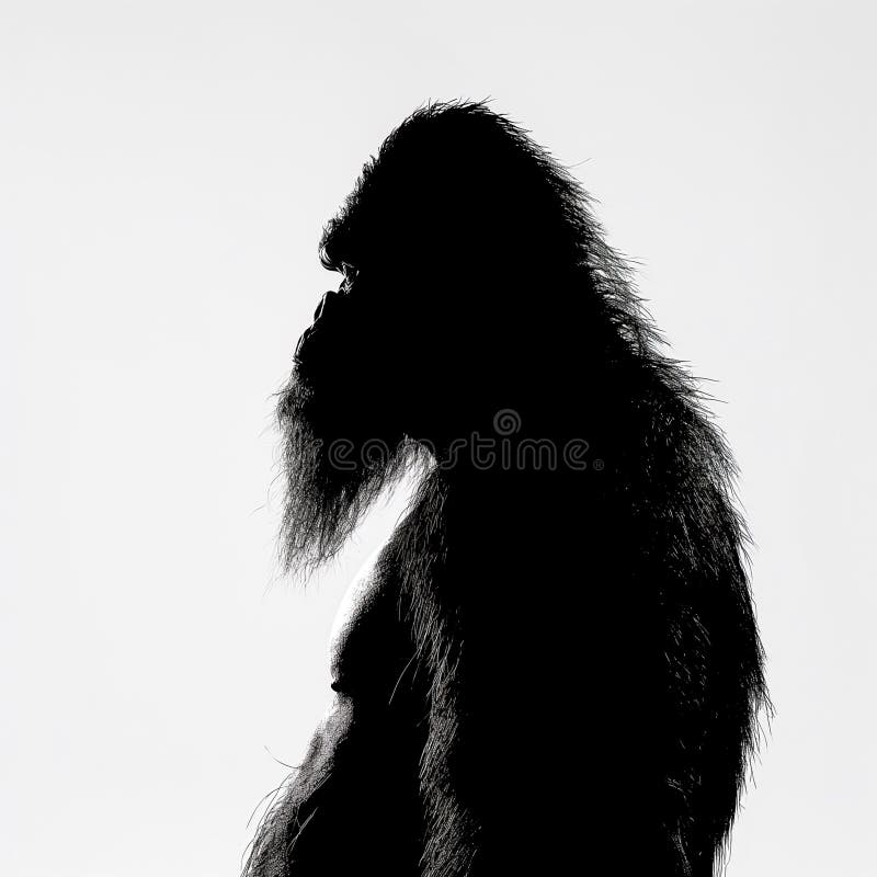 Side Profile Silhouette of Sasquatch Stock Illustration - Illustration ...